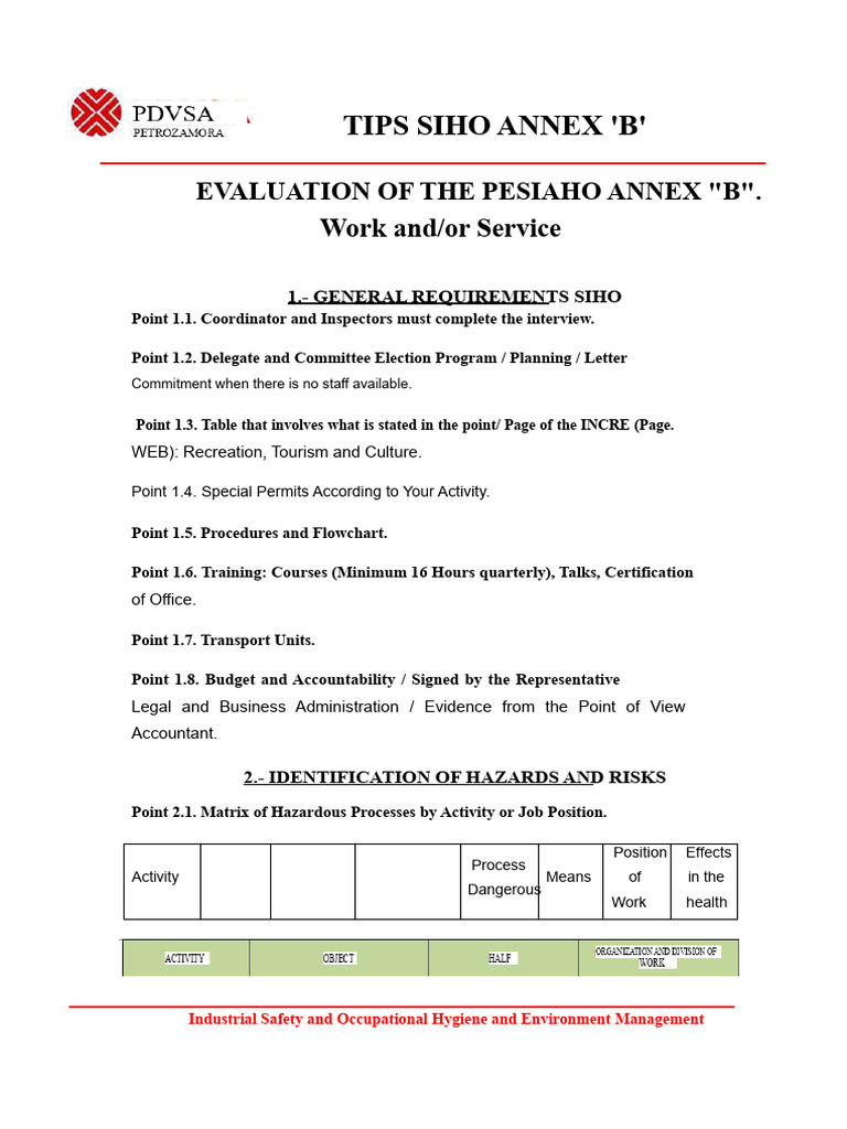 Tips Siho Annex B PDF | PDF | Occupational Safety And Health ...