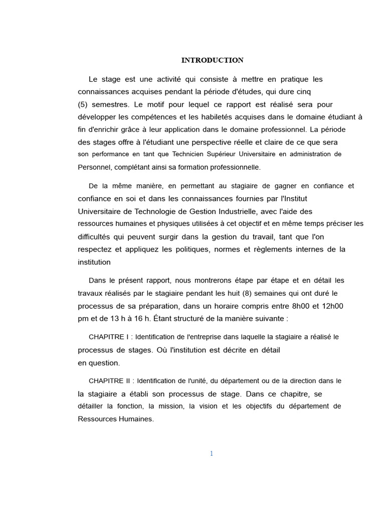 Rapport de stage en ressources humaines | PDF | Gestion des ressources ...