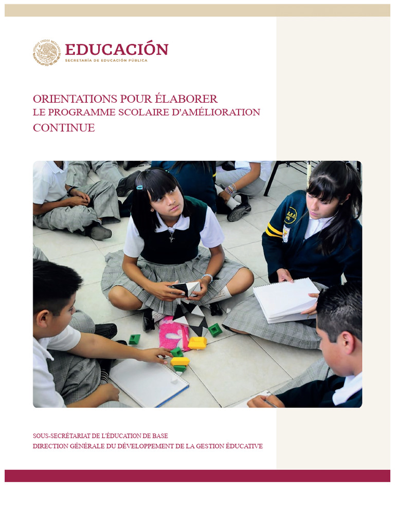Orientations Pour Élaborer Le Programme Scolaire D'amélioration ...