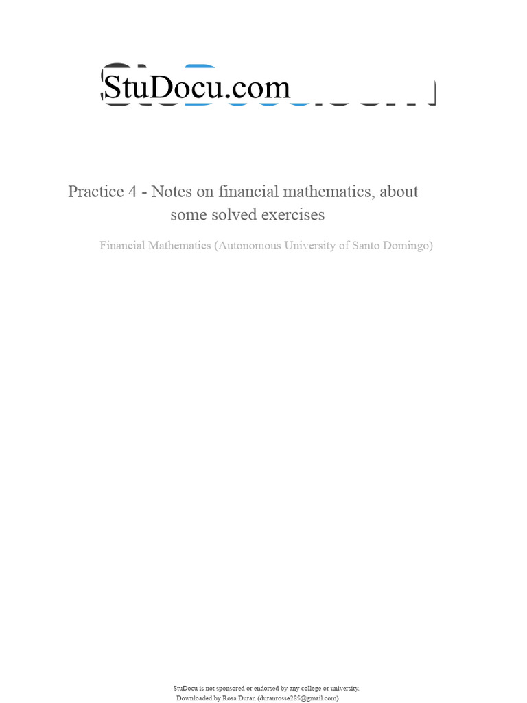 Financial Mathematics Practice Exercises | PDF | Interest | Debt