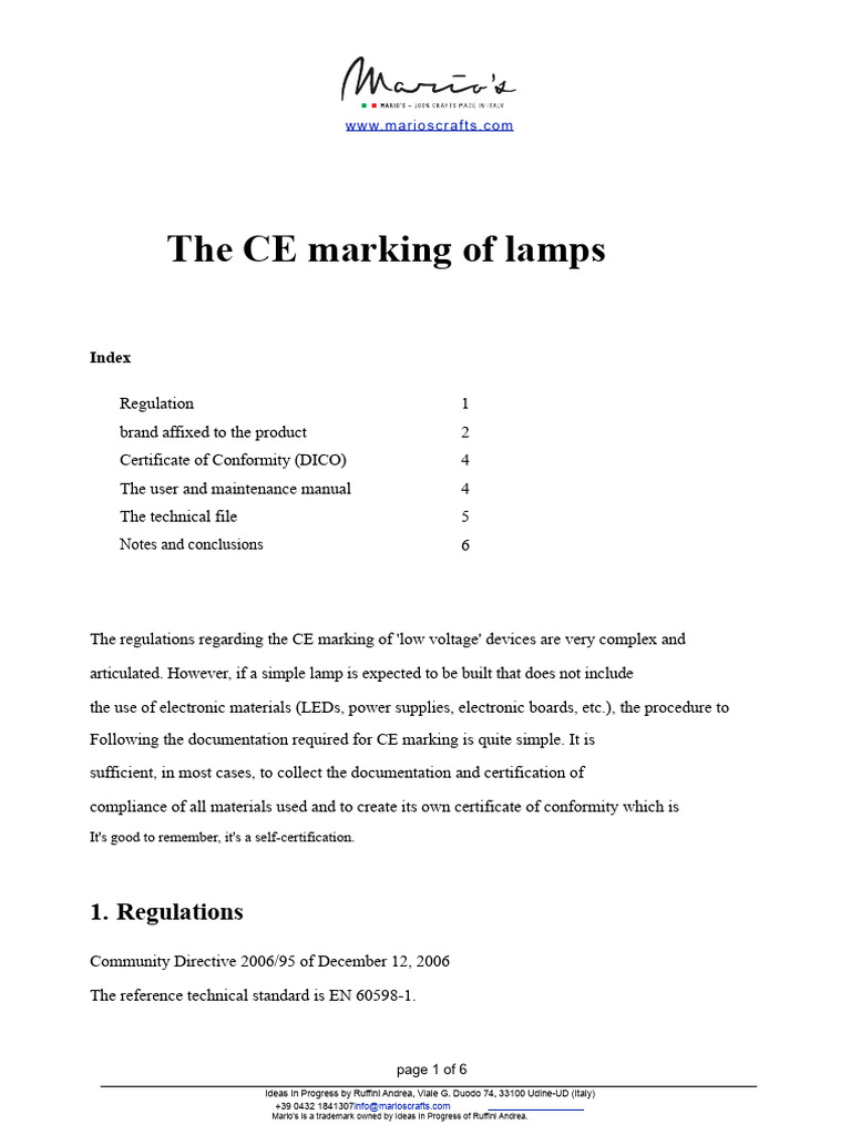 The CE Marking of Lamps | PDF | Electricity