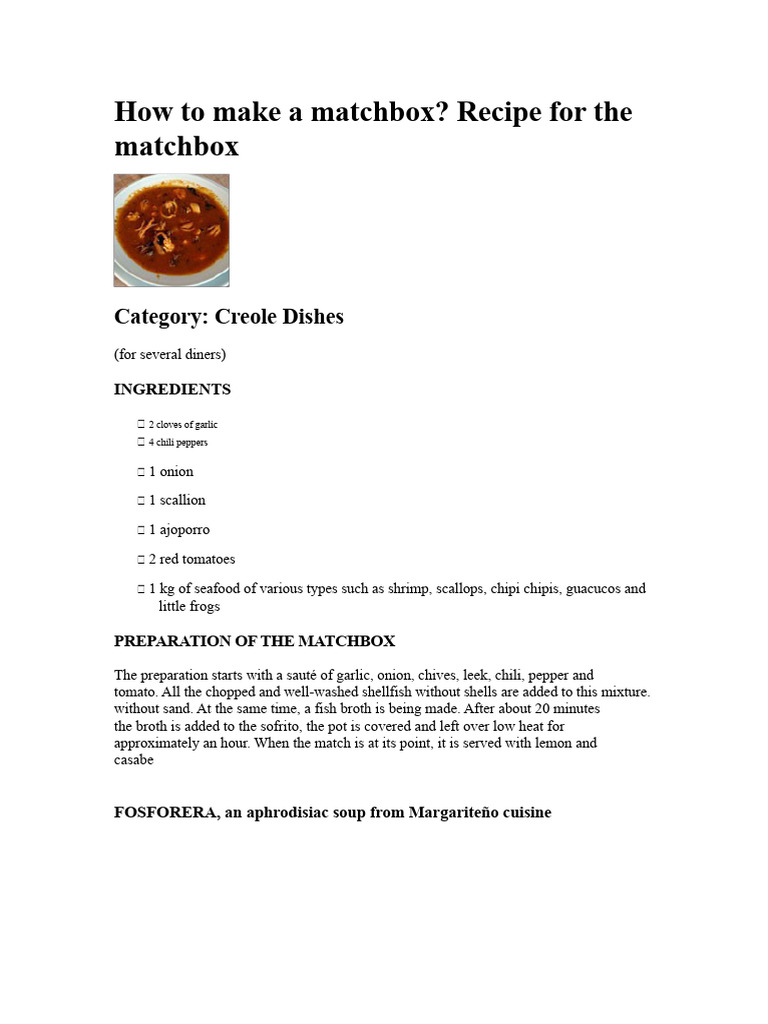 Matchbox | PDF | Foods | Cuisine