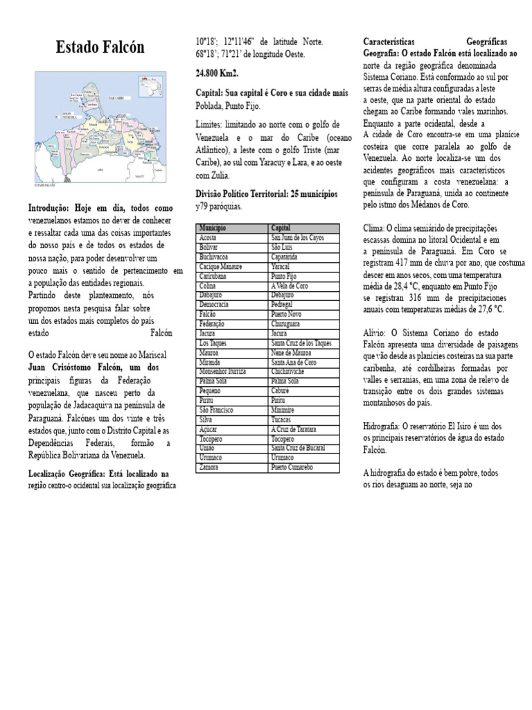 Estado Falcón | PDF | Venezuela | Caribe