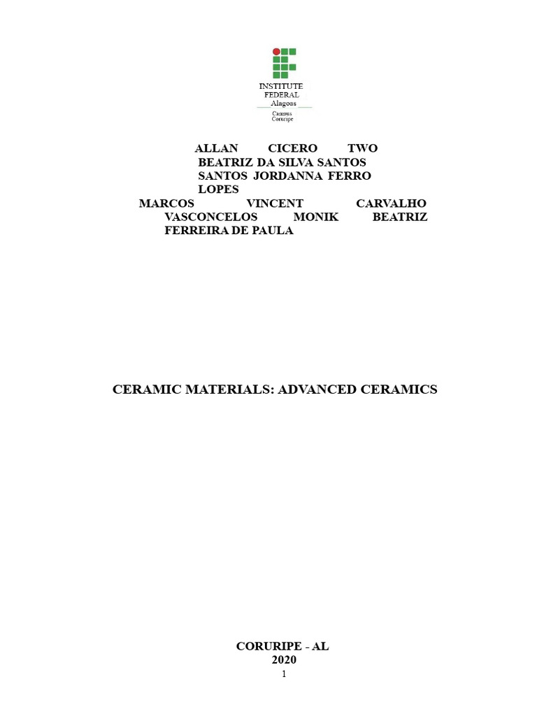 MTCO Report On Advanced Ceramics | PDF | Ceramics | Zirconium Dioxide