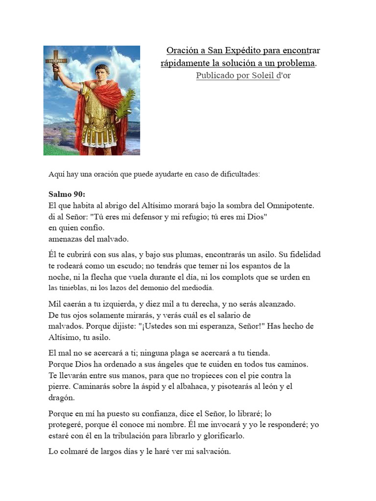 Oración a San Expedito para pedidos urgentes | PDF | Intercesión | Oración