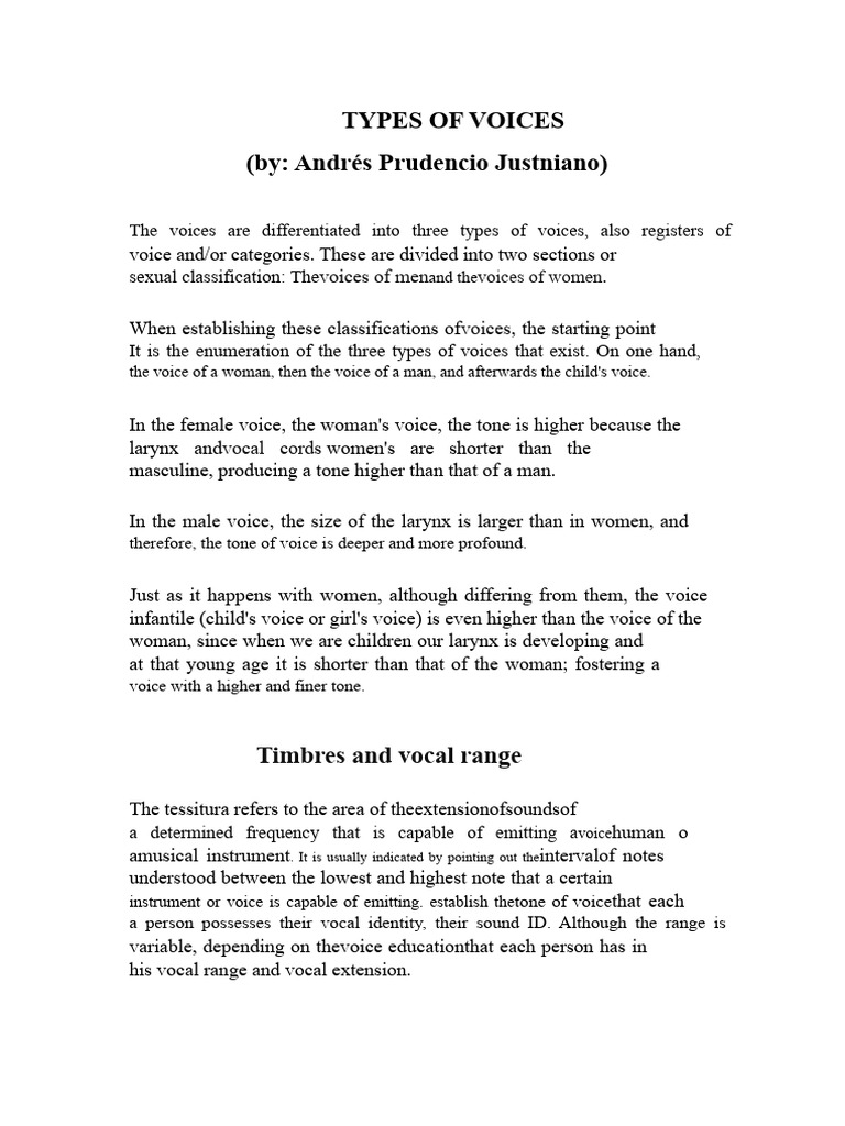 Female Voice Types and Tessitura | PDF | Human Voice | Human Throat