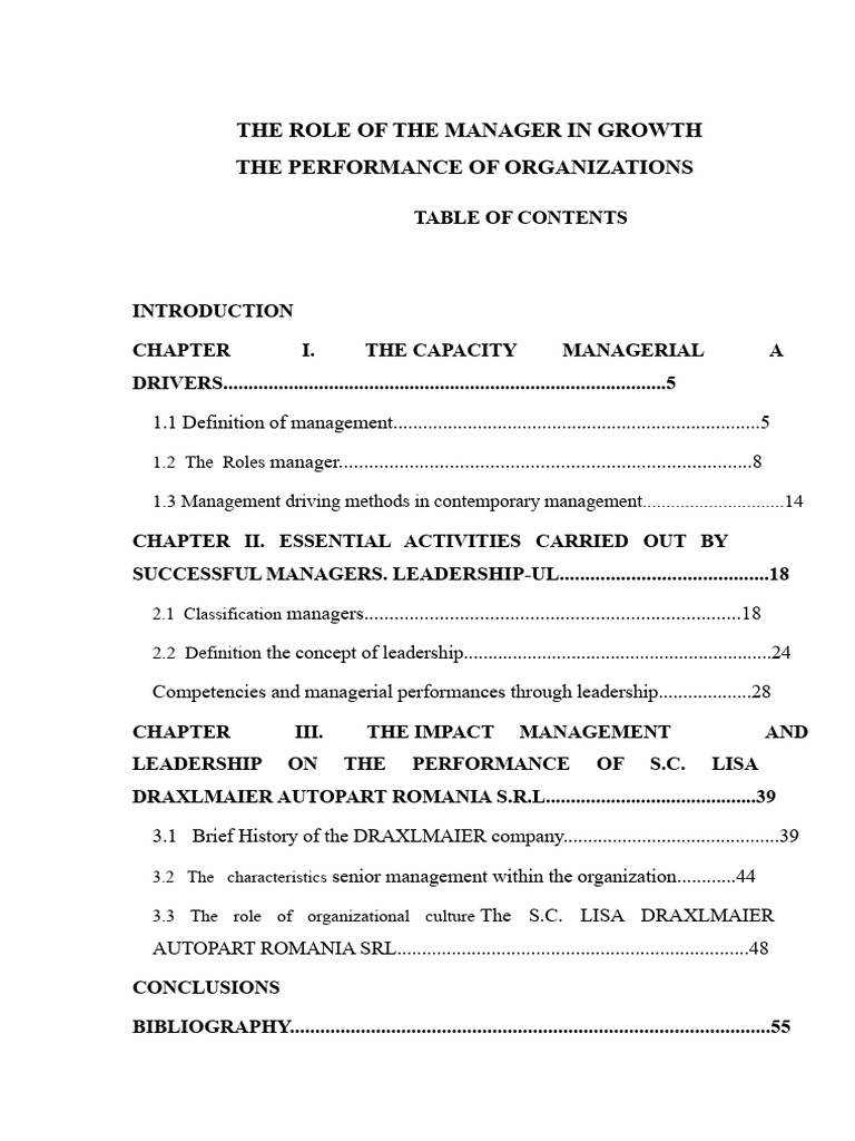 The Role of The Manager in Improving Organizational Performance | PDF ...