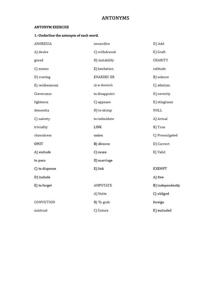 ANTONYMS | PDF