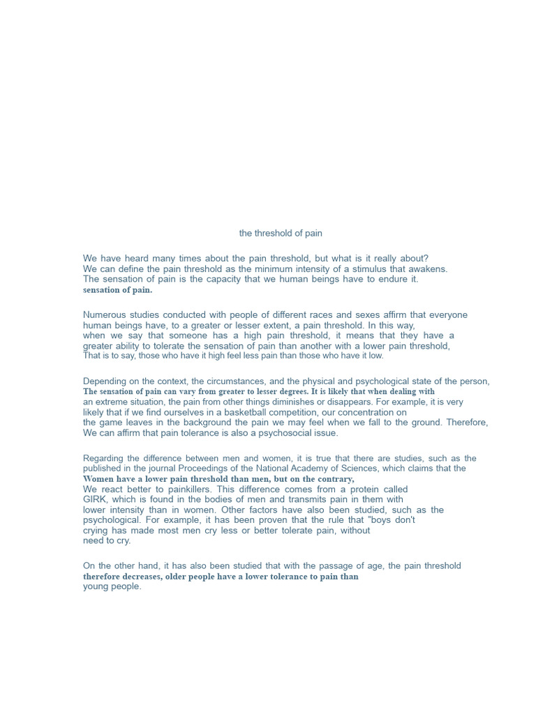 The Threshold of Pain | PDF | Pain | Senses