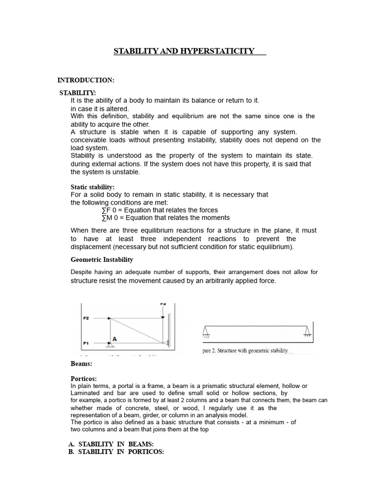 Stability and Hyperstaticity | PDF | Beam (Structure) | Force