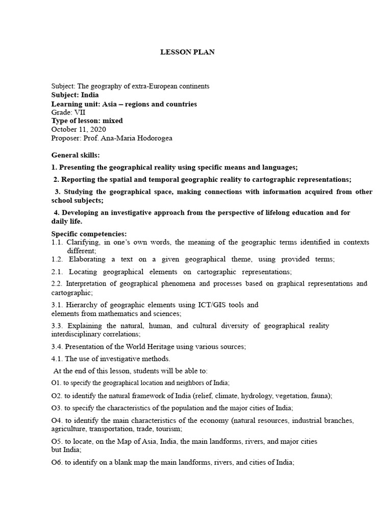 India - Lesson Plan | PDF | Cartography | Earth Sciences