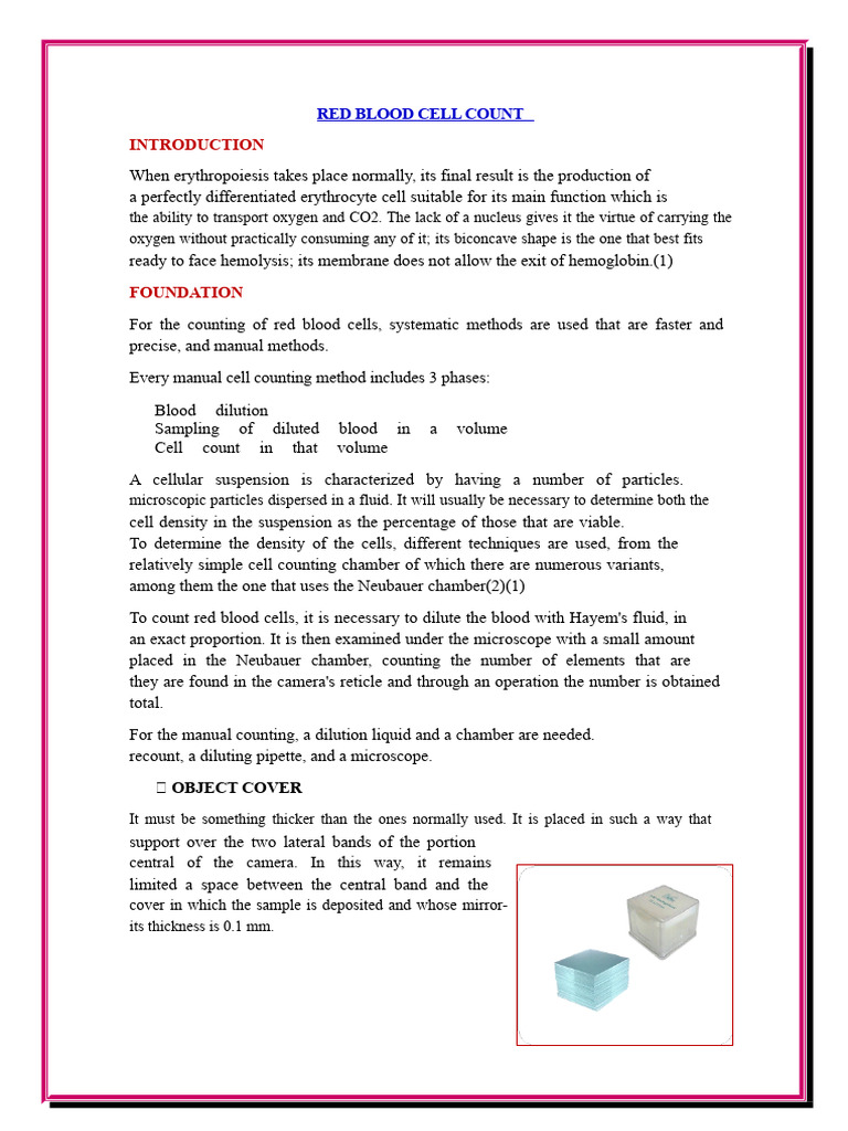 Red Blood Cell Count | PDF | Blood Cell | Red Blood Cell