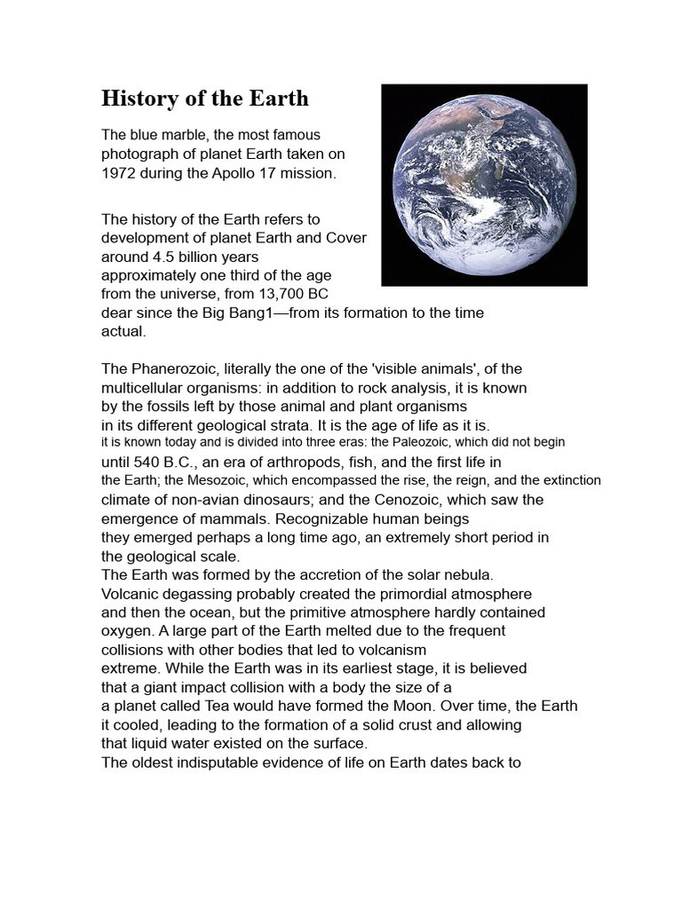 History of The Earth | PDF | Earth | Planets