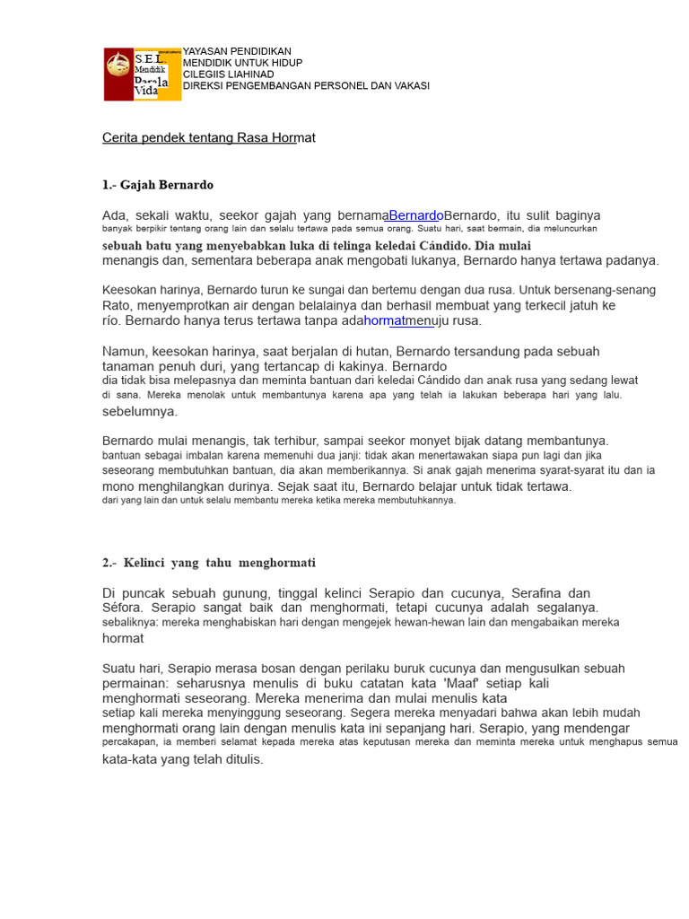 Cerita Pendek Tentang Rasa Hormat | PDF