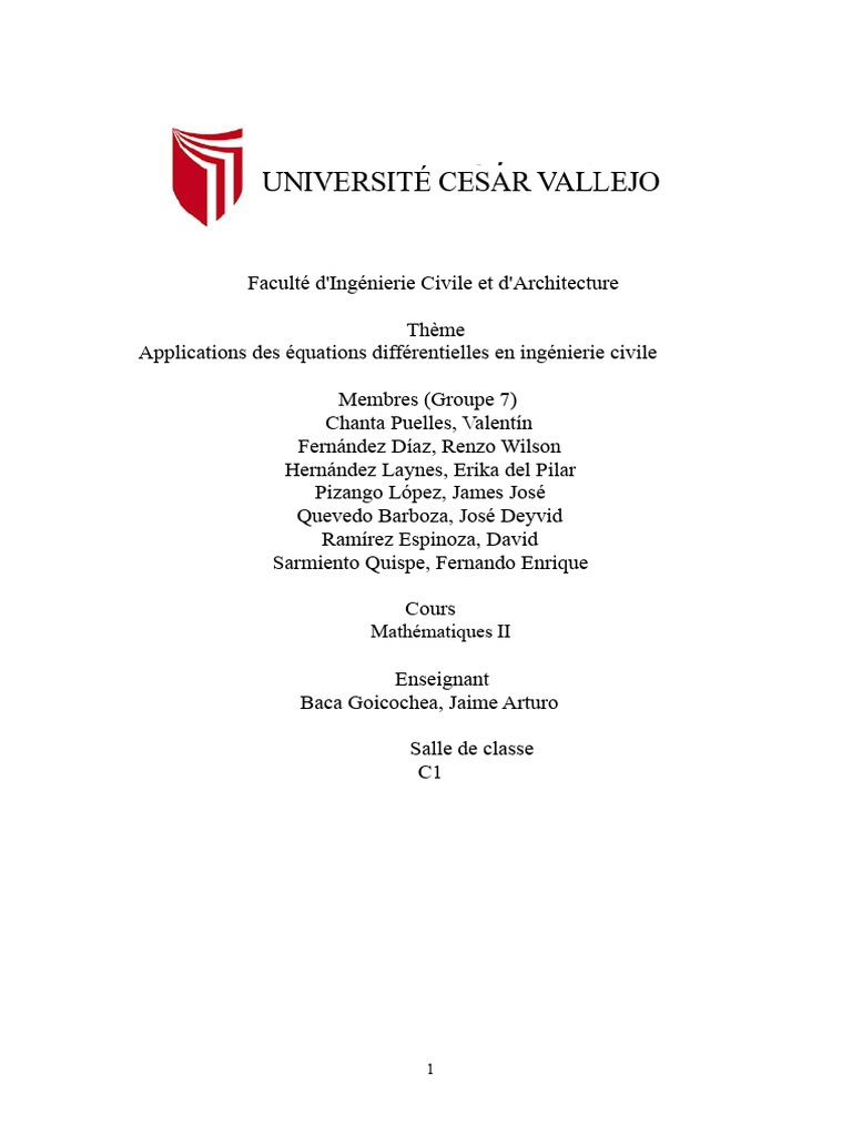 Applications Des Équations Différentielles en Ingénierie Civile. | PDF ...