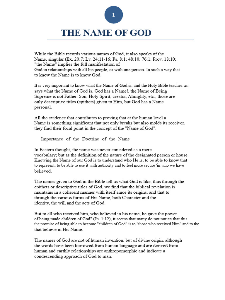 The Name of God | PDF | God | Names Of God In Judaism