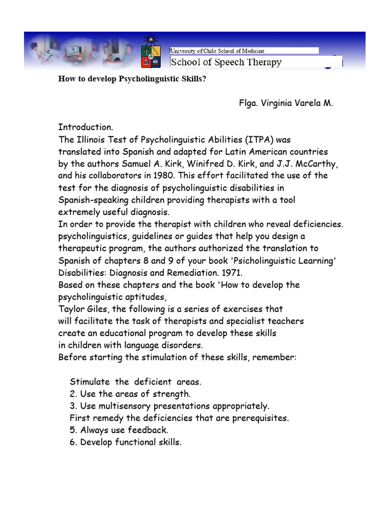 Developing Psycholinguistic Skills in Children | PDF | Syllable ...