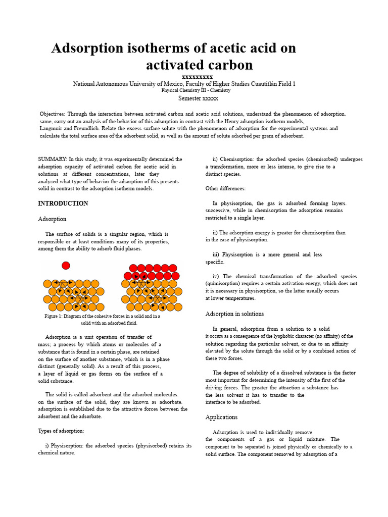 Report 5 - Adsorption Isotherms of Acetic Acid - Physical Chemistry 3 ...