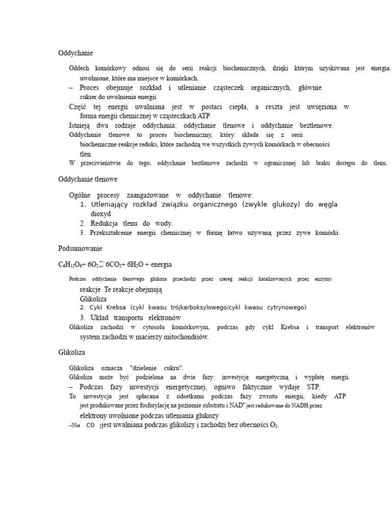 STPM BIOLOGIA Oddychanie | PDF