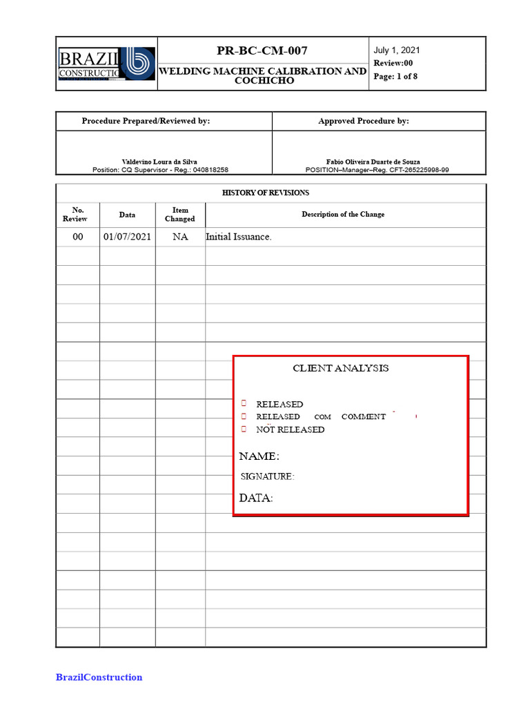 PR-BC-CM-007 Rev.00 - Calibration of Welding Machine and Whisper Ok ...