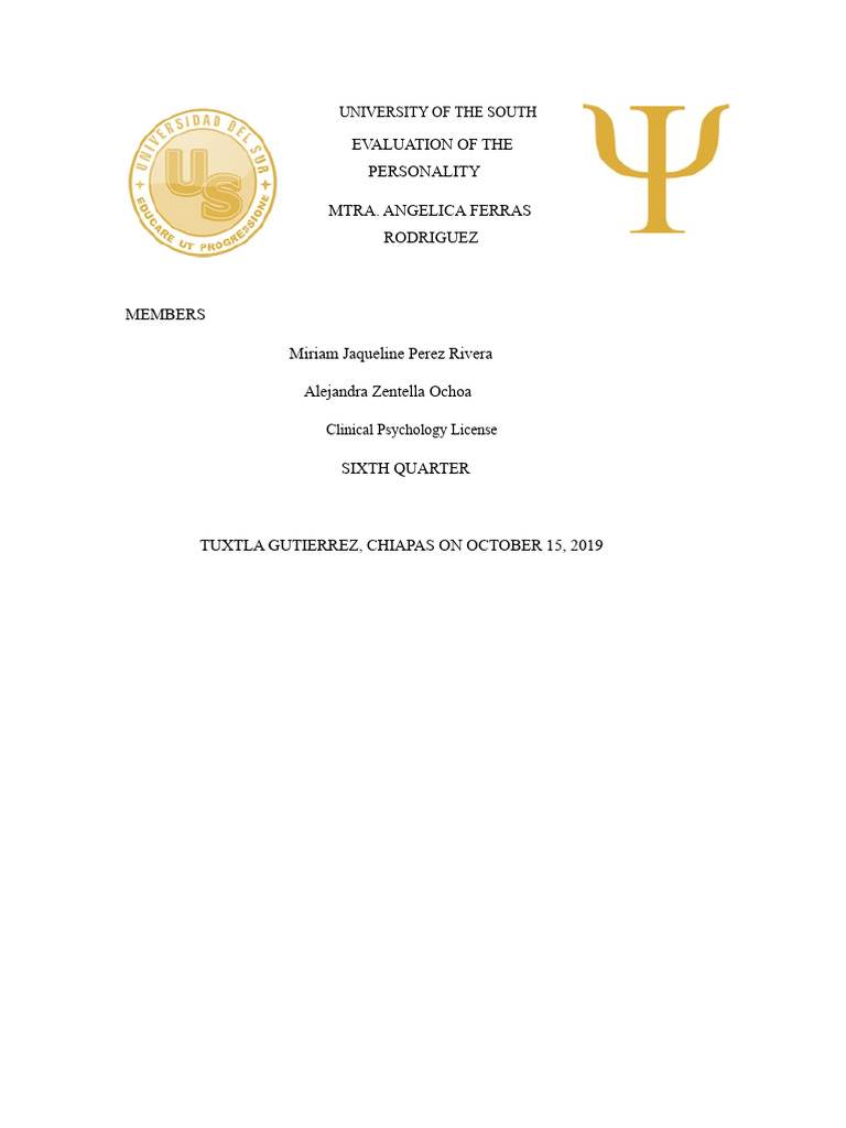 Summary of Employment and Control of Psychological Tests - Personality ...