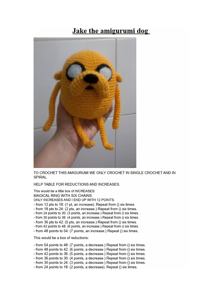 Jake The Amigurumi Dog | PDF | Knitting | Crochet