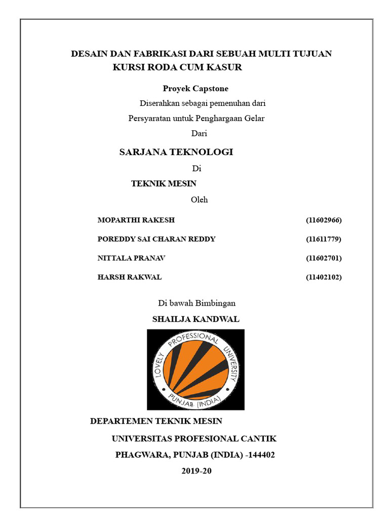 Laporan Capstone Tentang Kursi Roda Sekaligus Tandu | PDF