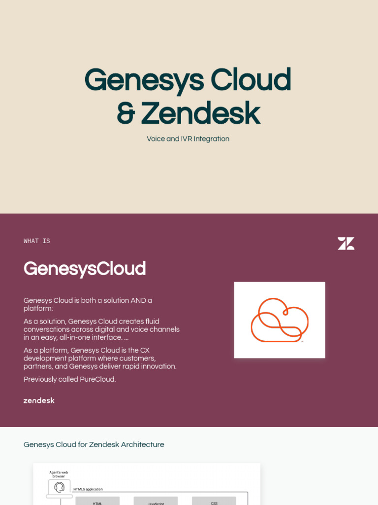 GC - Genesys Cloud and Zendesk Integration | PDF | Cloud Computing | Interactive Voice Response