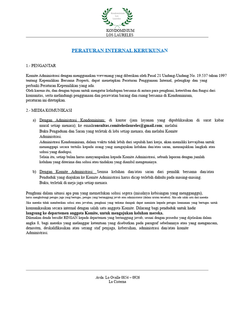 Peraturan Internal Tentang Pergaulan | PDF