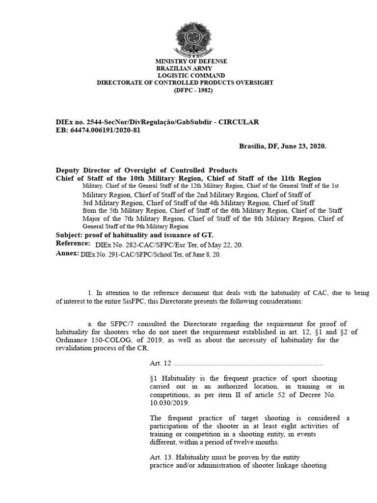 DIEx No. 2544 and DIEX 312 - EXEMPTION OF HABITUALITY | PDF | Firearms | Projectile Weapons