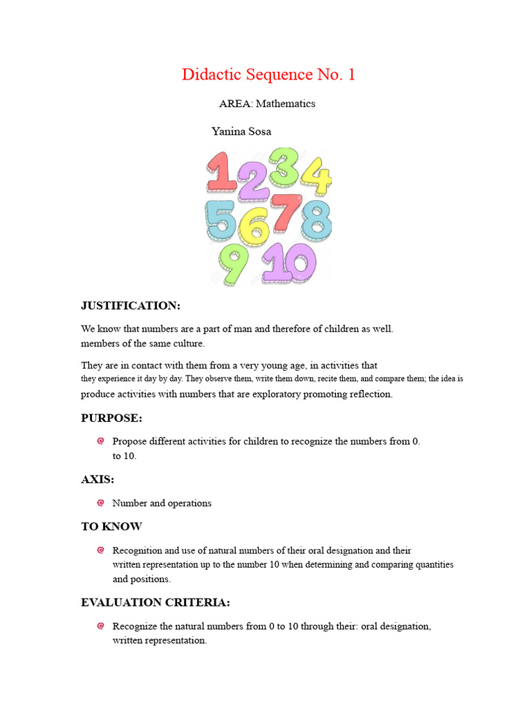 Teaching Numbers 0-10 Activities | PDF | Cognition