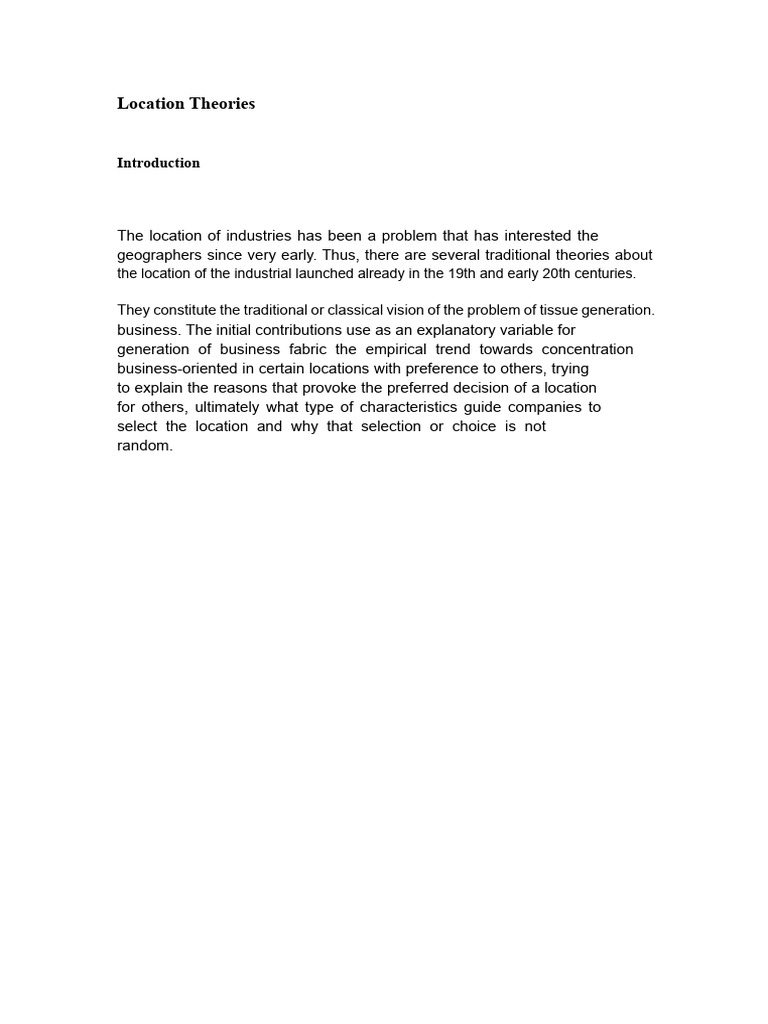 Location Theory | PDF | Market (Economics) | Theory