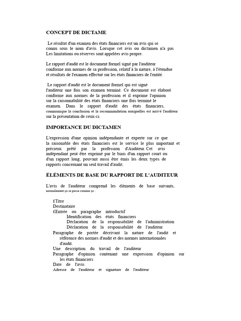 Exemples de Rapport D'audit | PDF | Audit | Comptabilité