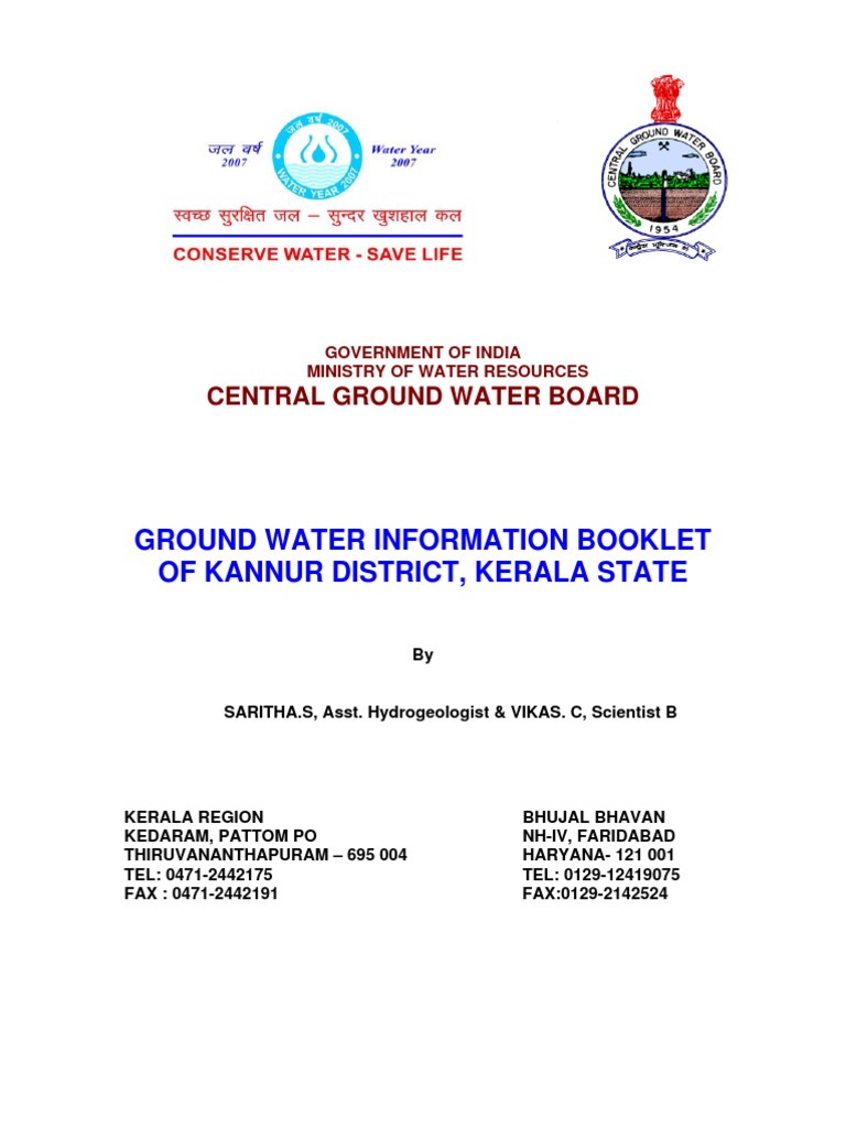 Groundwater Overview: Kannur District | PDF | Water Resources | Groundwater