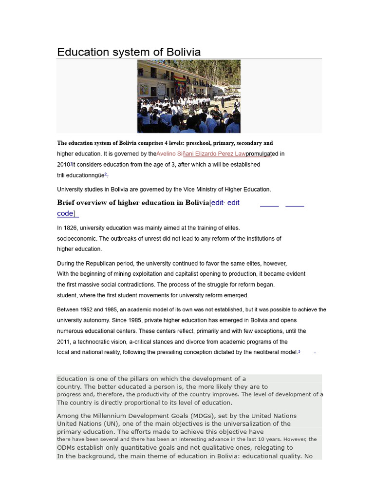 Educational System of Bolivia | PDF | Multilingualism | Bolivia