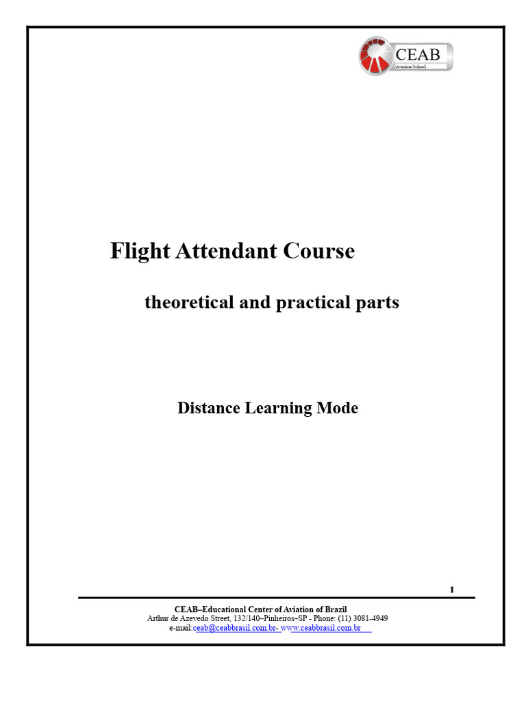 Distance Learning Course For Flight Attendant | PDF | Flight Attendant | Aircraft