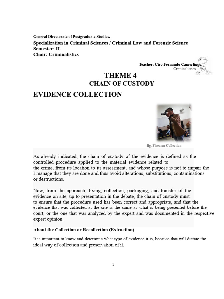 Chain of Custody in Evidence Collection | PDF | Forensic Science | Evidence