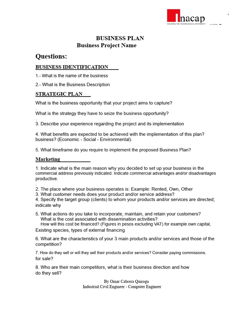 Business Plan Questions | PDF | Marketing | Strategic Planning
