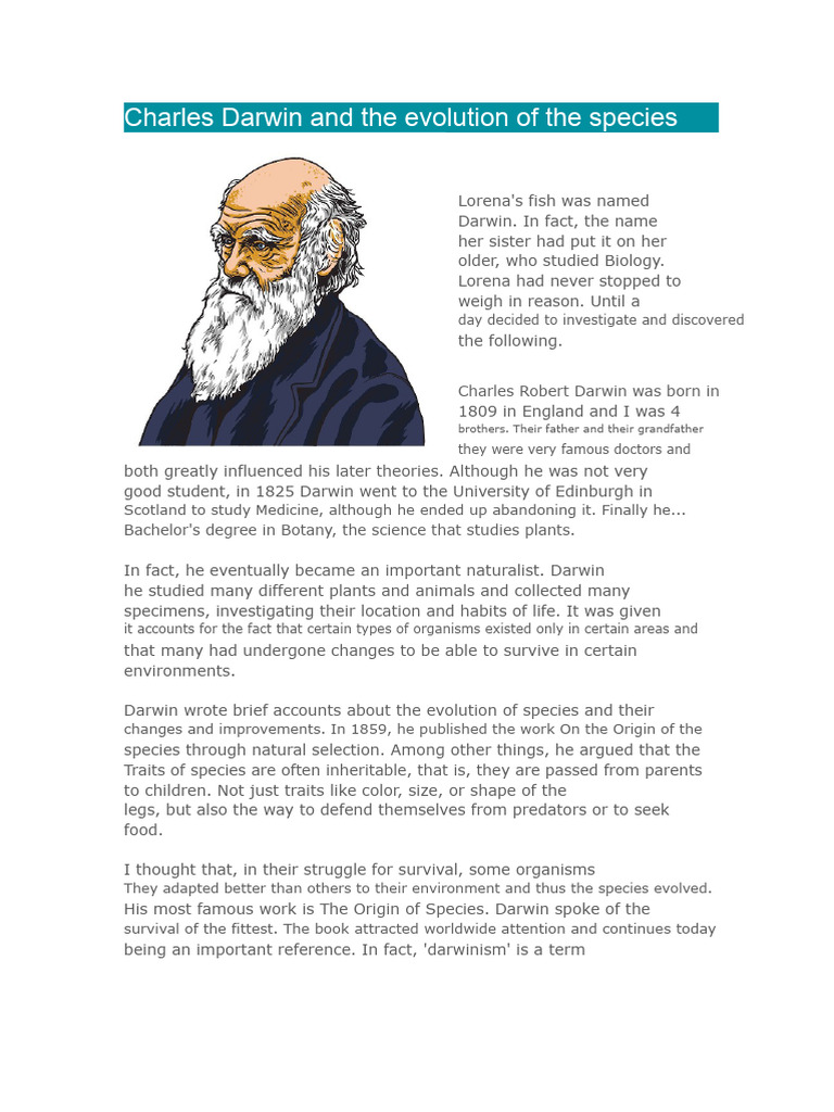Story of Charles Darwin and The Evolution of Species | PDF | Charles ...