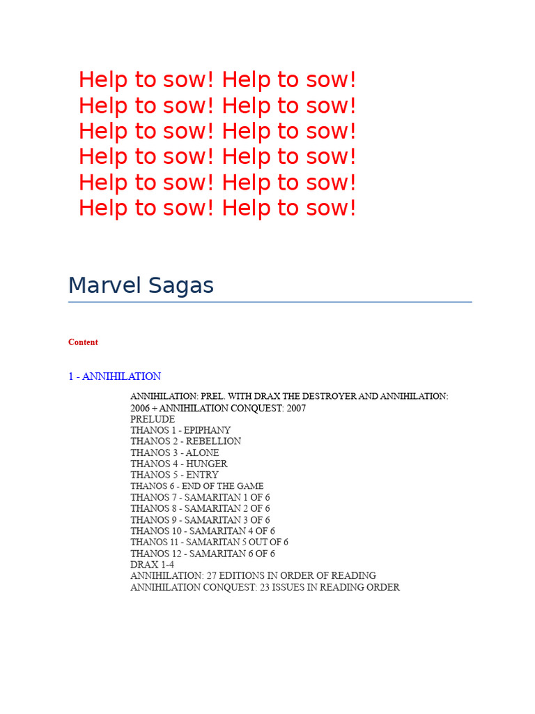 Annihilation Marvel Reading Order Guide | PDF | Marvel Entertainment ...