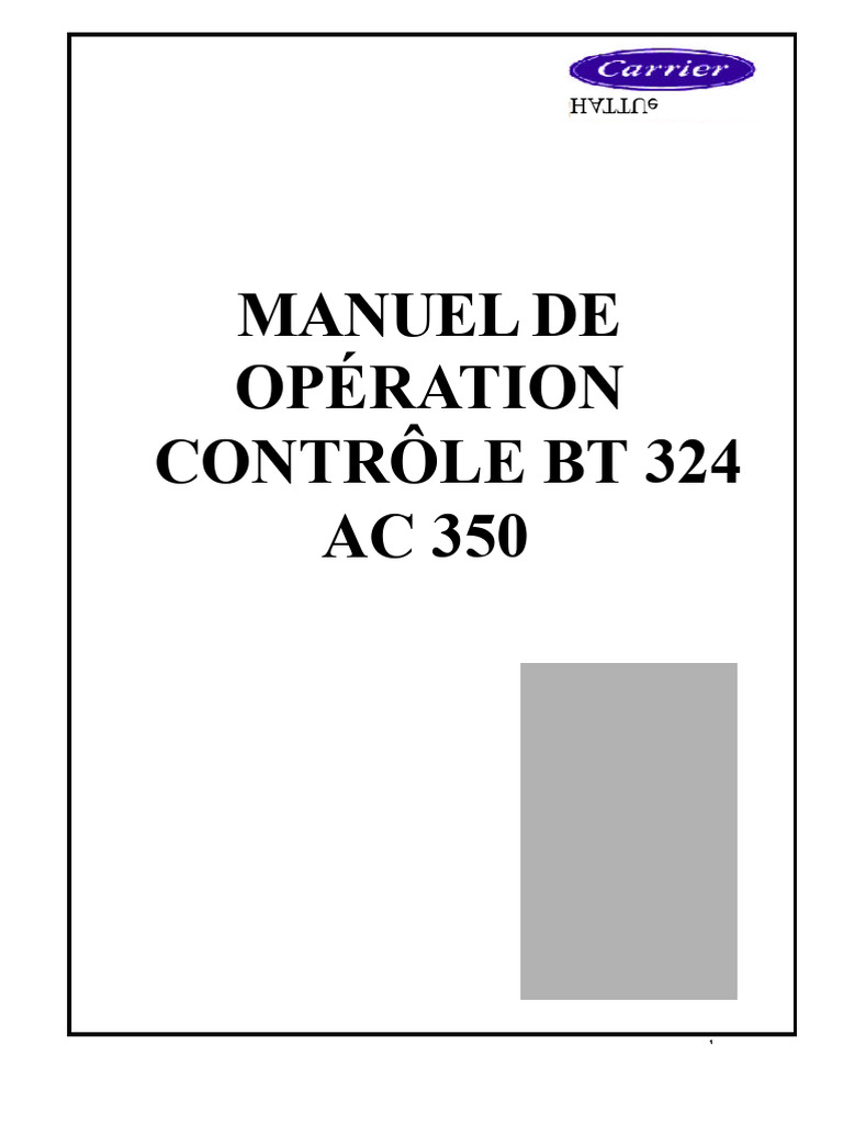Manuel d'Opération BT 324 Carrier Transicold | PDF | Réfrigération ...