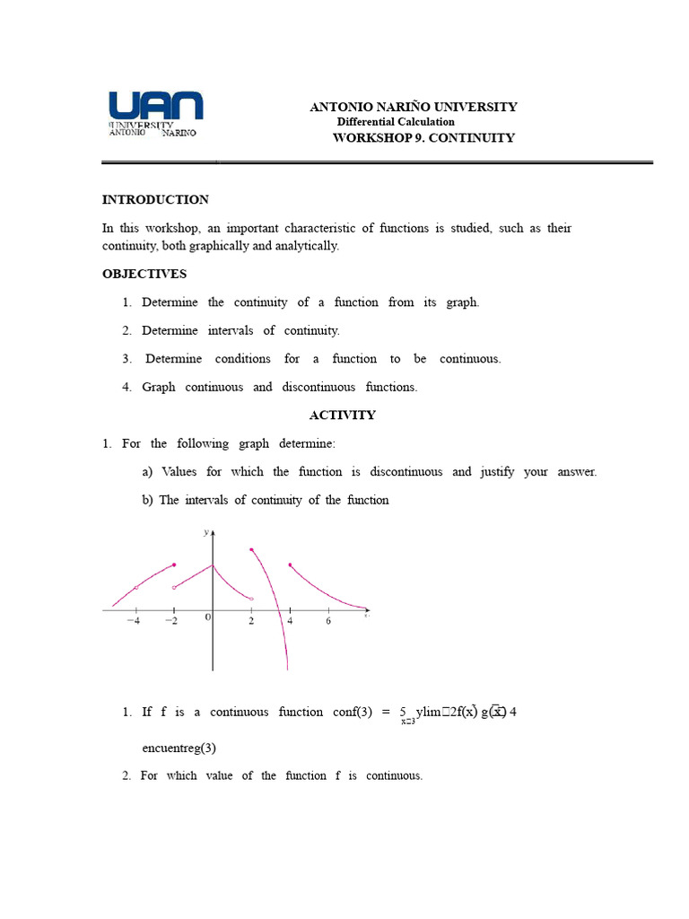 Workshop 9. Continuity | PDF | Function (Mathematics) | Mathematical ...