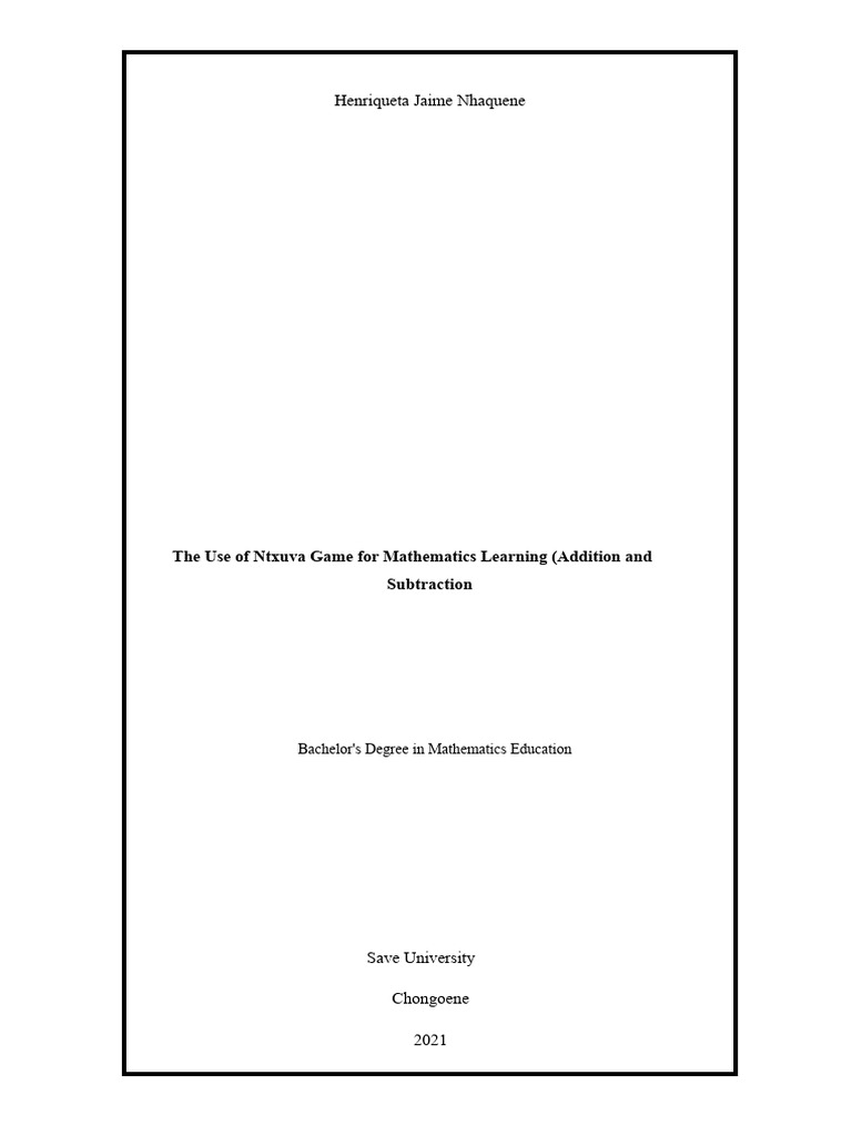 Ntxuva Game for Math Learning Insights | PDF | Mathematics | Methodology
