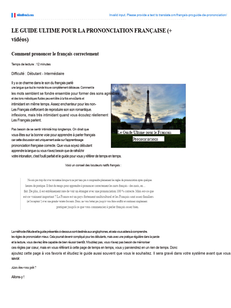 Le Guide Ultime Pour La Prononciation Française | PDF | Syllabe ...