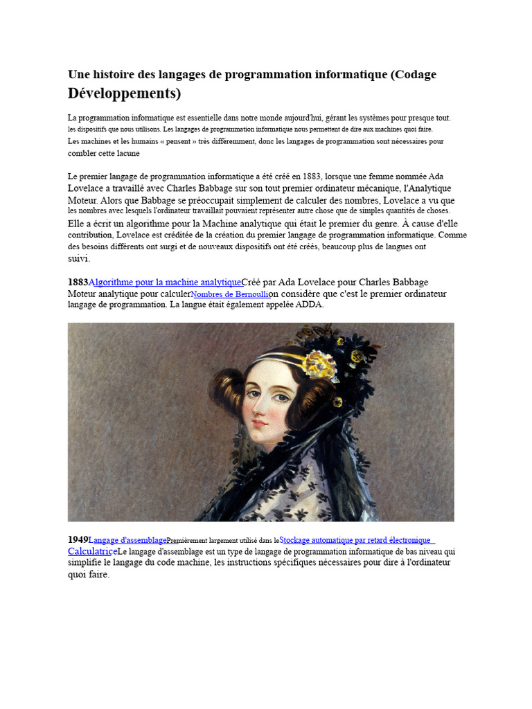 Une Histoire Des Langages de Programmation Informatique | PDF | Programmation informatique ...