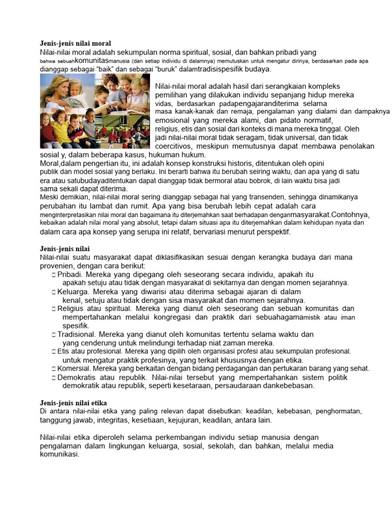 Jenis-Jenis Nilai Moral dan Etika | PDF