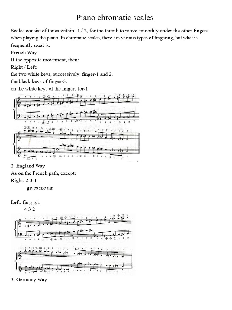 Piano Chromatic Scale Fingering Techniques | PDF