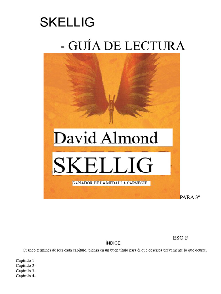 Guía de Lectura de Skellig (Parte 1) | PDF