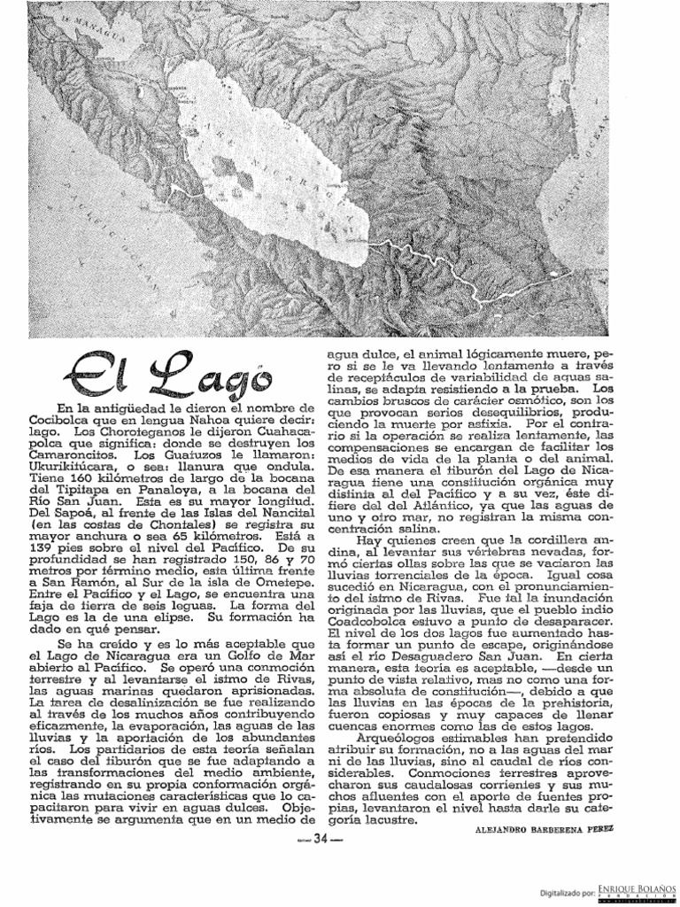 Formación y características del Lago Cocibolca | PDF | Formas de agua ...