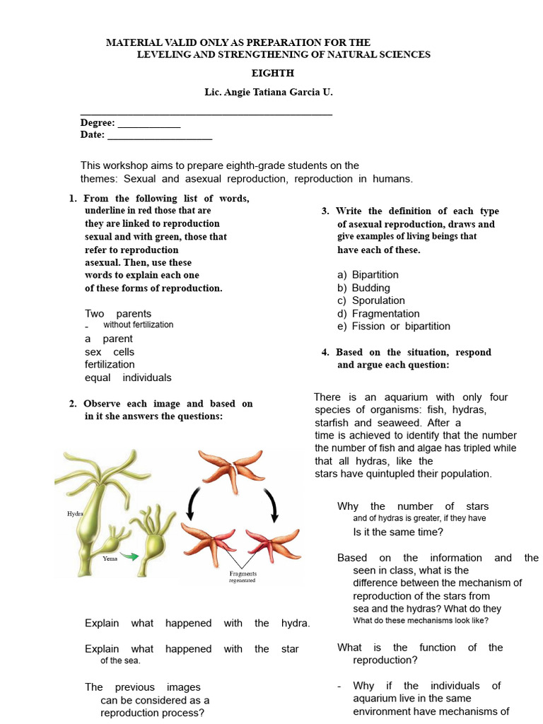 Remedial Workshops Eighth Grade | PDF | Sexual Reproduction | Reproduction